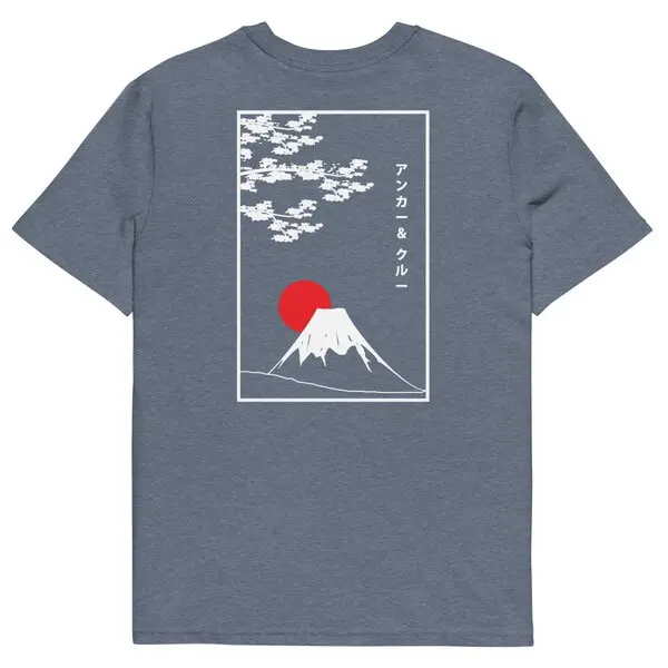 ANCHOR & CREW Heather Mount Fuji Landmark Organic Cotton T-shirt - Blue