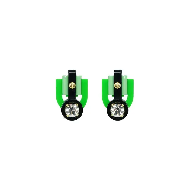 GISSA BICALHO Handmade Acrylic Earring S Stone Rhinestones - Green