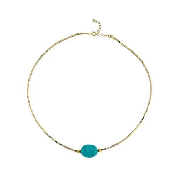 LINYA JEWELLERY Delphi Turquoise Stone Hematite Necklace - Green