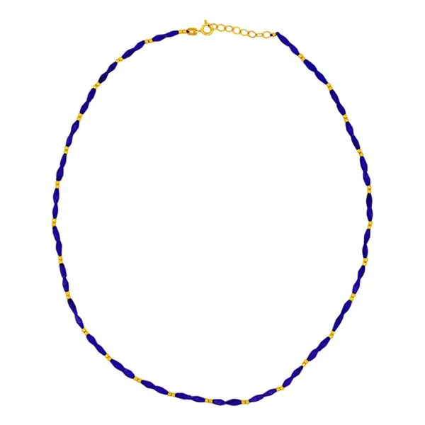 1610ISTANBUL Summer Lapis Lazuli Necklace - Gold
