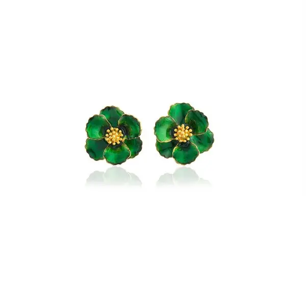 MILOU JEWELRY Petite Flower Earrings - Green