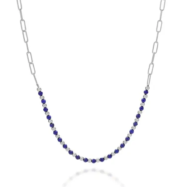 NELLOU JEWELLERY Lapis Gem Shine Necklace Sterling Silver - Blue