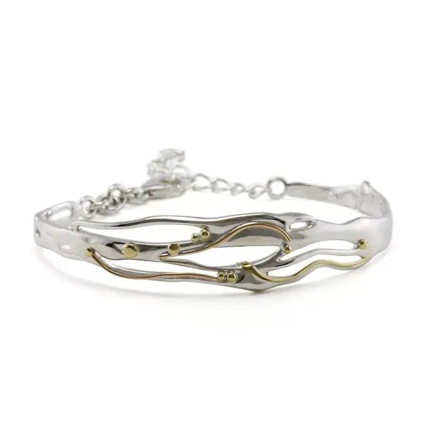 ISLA SILVER Gold / Silver Organic Mixed Metal Statet Bracelet - Gold/silver