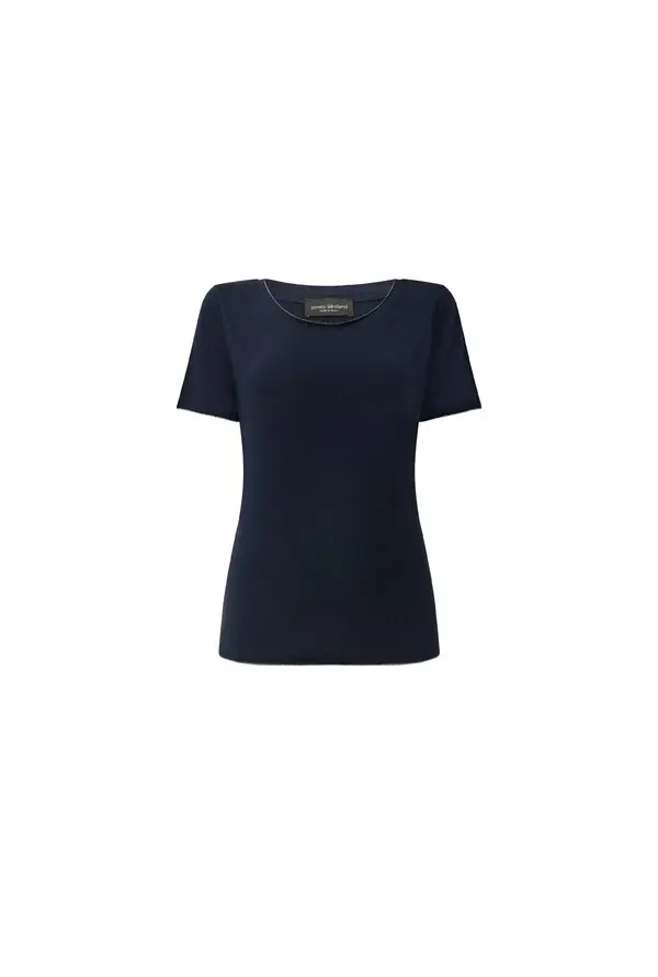 JAMES LAKELAND Short Sleeve Navy Top - Blue