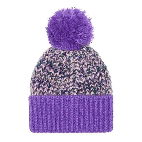 CARA & THE SKY Lolly Twist Beanie Bobble Hat - Purple