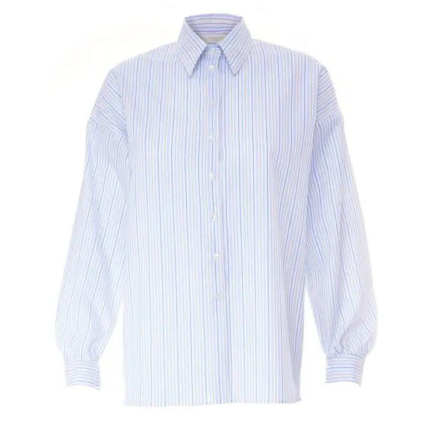 SOFIA TSERETELI Blue / White Striped Cotton Shirt - Blue/white