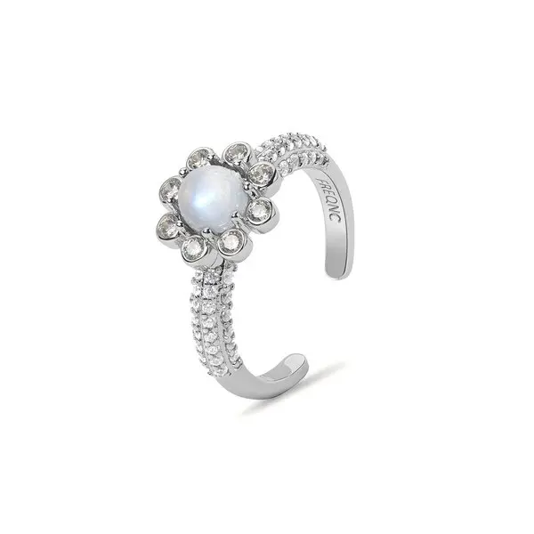 FREQNC ATELIER Eight Petals Ring Silver Blue Moonstone - White