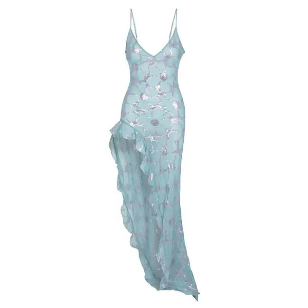 DELFI COLLECTIVE Lara Aqua Ruffle Dress - Blue