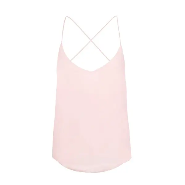 MODALLICA Liz Light Pink Organic Gots Certified Peace Silk Camisole Top With Open Back