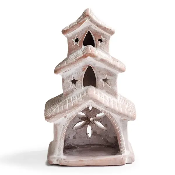 KORISSA Neutrals Terracotta Tea Light Candle Holder House - Orange
