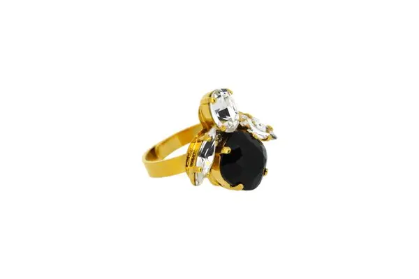 VICKISARGE The Bee Ring In Gold - Black