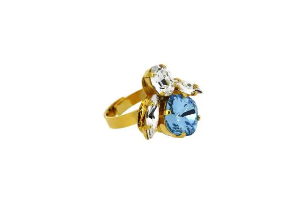 VICKISARGE The Bee Ring In Gold - Blue