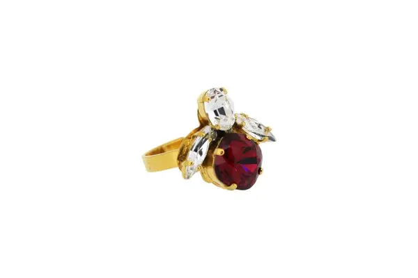 VICKISARGE The Bee Ring In Gold - Red