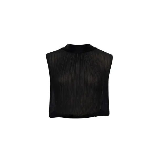 Sélone Ellen Pleated Scarf Top - Black