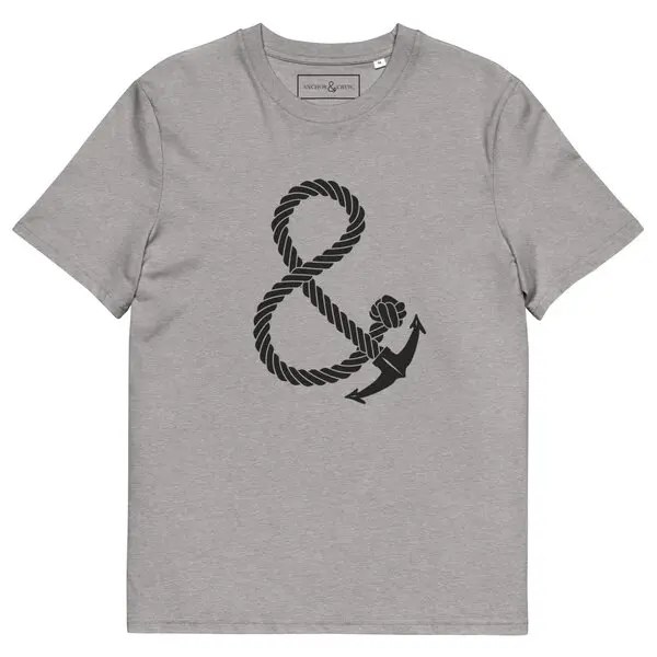 ANCHOR & CREW Heather Oversized Ampersand Signature Organic Cotton T-shirt - Grey