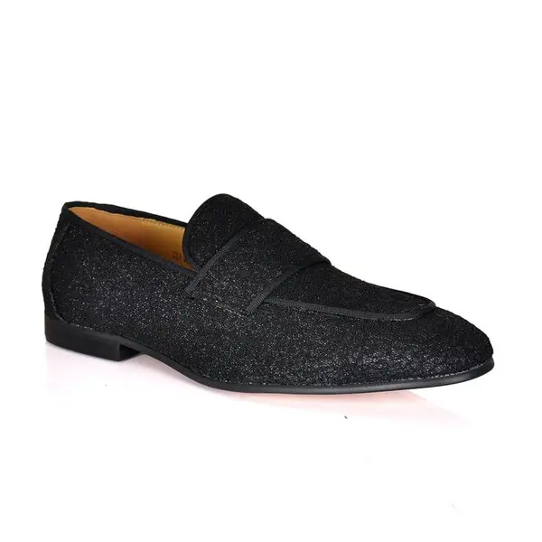 DAVID WEJ Alberto Floral Glitter Loafers - Black