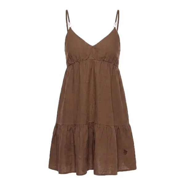 MAISON TANGERINE Linen Dress Tobacco - Brown