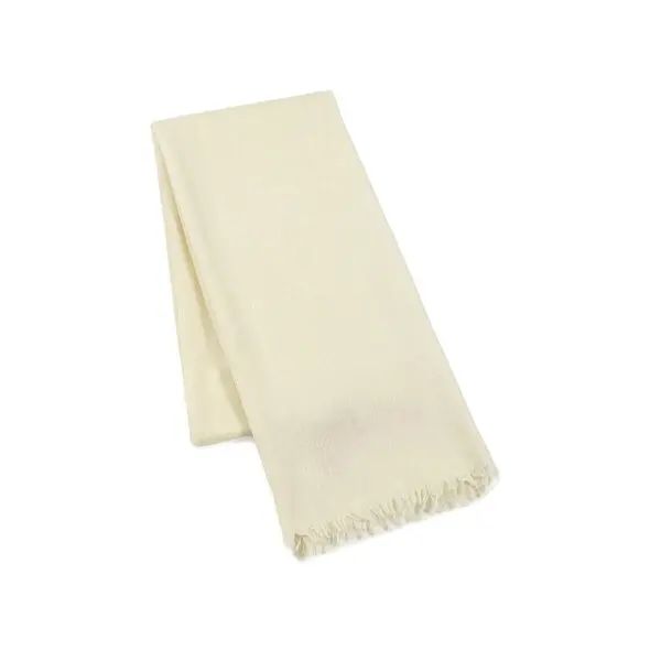 HERITAGEMODA Neutrals / Handwoven Cream Wool Silk Scarf With Hand-embroidered Paisley Corners - White