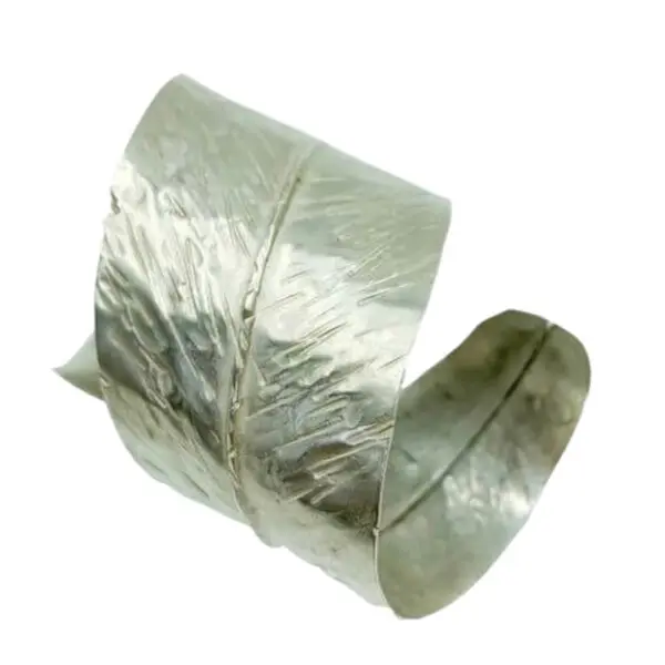AMY DELSON JEWELRY Farrah Hammered Feather Cuff - Silver