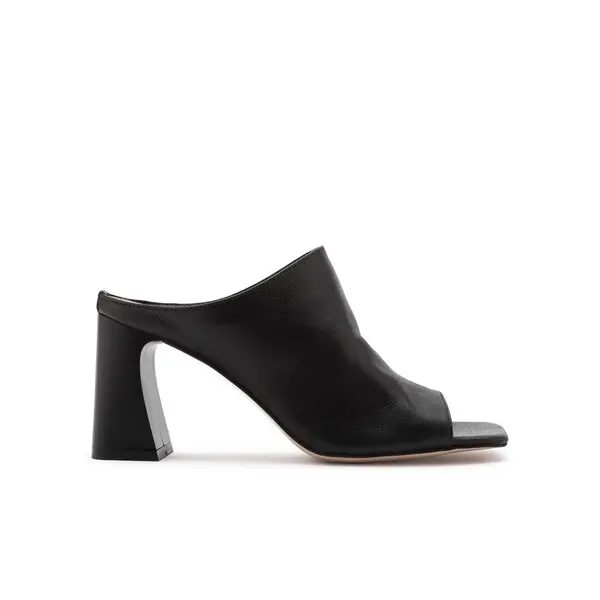 ILVI Geran Floater Leather Heeled Slide - Black
