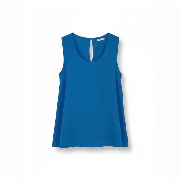 Haris Cotton Basic Sleeveless Linen Top Sapphire - Blue