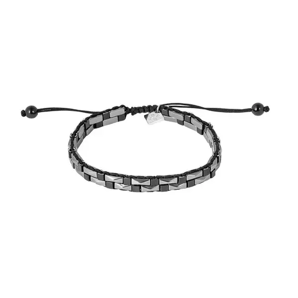 Tateossian Black / Grey Thompson Mini Pyramid Bracelet With Hematite - Black/grey