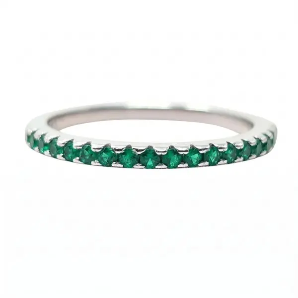 HARFI Emerald May Birthstone Crystal Sterling Silver Ring - Green