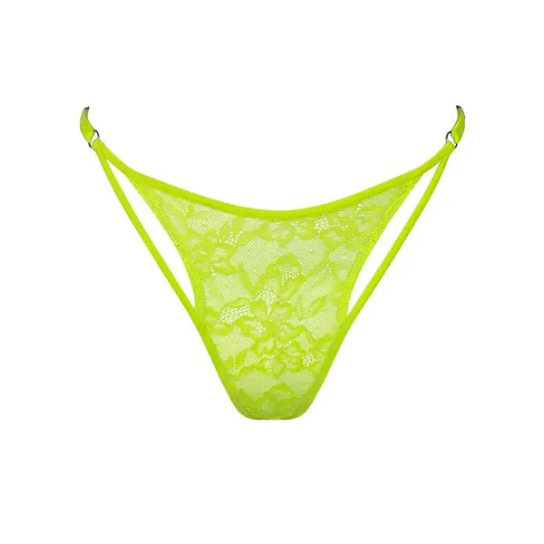 MONIQUE MORIN LINGERIE Hologram Adjustable Thong Acid - Green