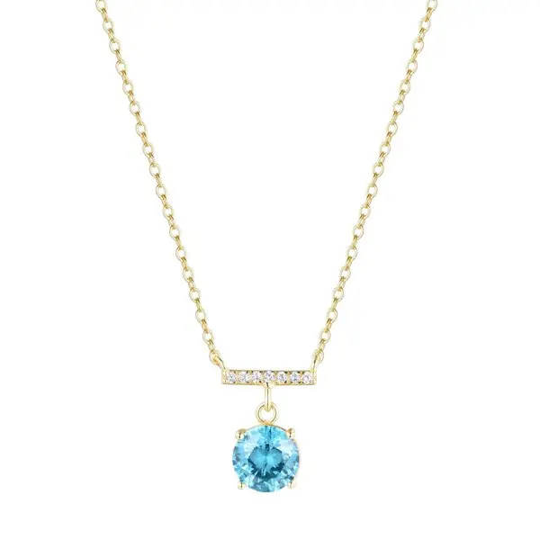 KAMARIA Birthstone Solitaire & Crystal Bar Necklace December - Gold