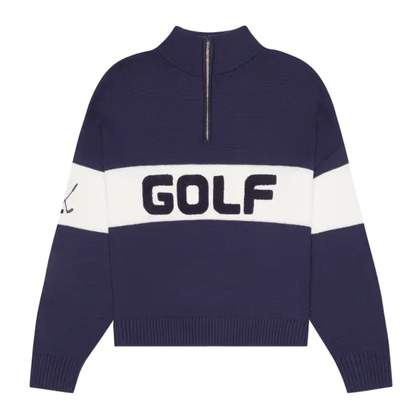 ELLSWORTH + IVEY Madison Quarter Zip Sweater Navy Golf - Blue