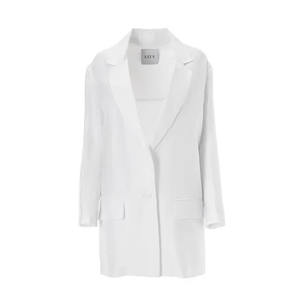 LITA COUTURE Oversized Linen Suit Blazer