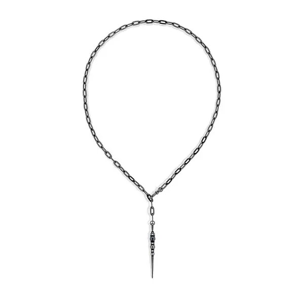 SALLY SKOUFIS Luna Alchemy Necklace With Natural Pearl In Rhodium - Black