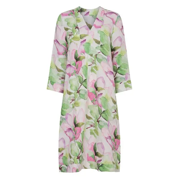 NOLOGO-CHIC Water Melon Print Picot Dress Linen Multi - Orange