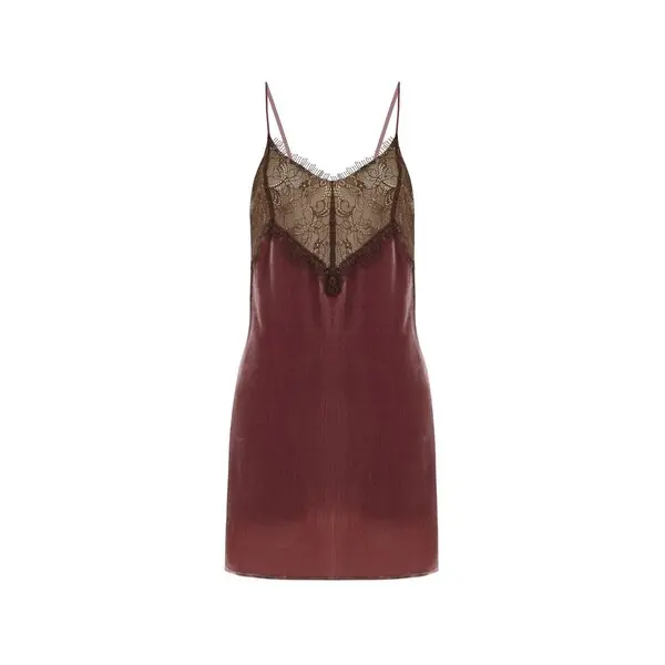 MAISON SEL Lace Detailed Mini Dress Rose - Pink