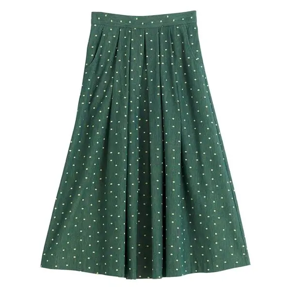 LOUCHE Pasadena Flower Dot Midaxi Skirt- Fern - Green