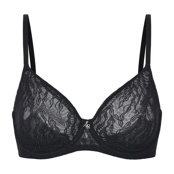 AMOUR D'AGNETTE Julie Molded Lace & Mesh T-shirt Bra - Black