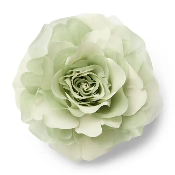 HELENA SIMON Handmade Rose Floral Brooch - Green