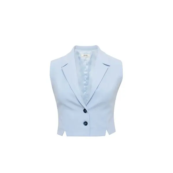 Sélone Aura Slit Tailored Vest - Blue