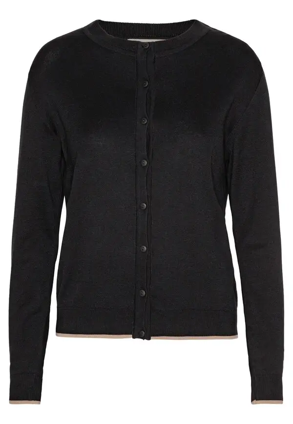 GROBUND Rine Knit Cardigan The One In With Contrast Edge - Black
