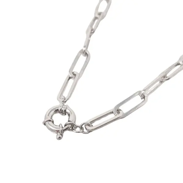 HARFI Statet Rhodium Filled Paperclip Link Necklace - Silver