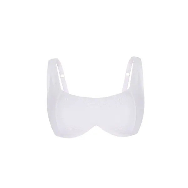 YORSTRULY Orly Bikini Top Colour Optic Bikni Top With Ribbed Fabric & Removable Paddings - White