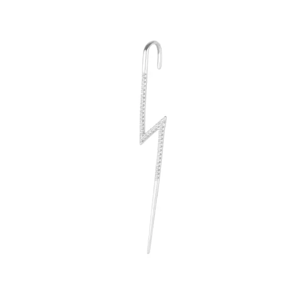 SPERO LONDON Sterling Lightning Bolt Ear Crawler With Sparkling White Gemstones - Silver