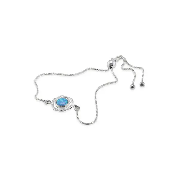 ISLA SILVER Blue / Silver Dainty Opal Chain Bracelet - Blue/silver