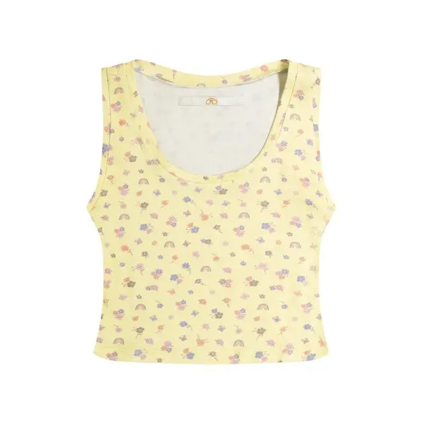 CLOUD HAVEN Ditsy Floral Tank |rainbow & Flower Graphic - Yellow