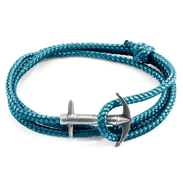ANCHOR & CREW Ocean Admiral Anchor Silver & Rope Bracelet - Blue