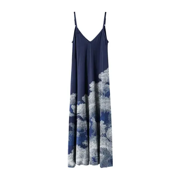 ALOHA FROM DEER Indigo Waves Maxi Dress
