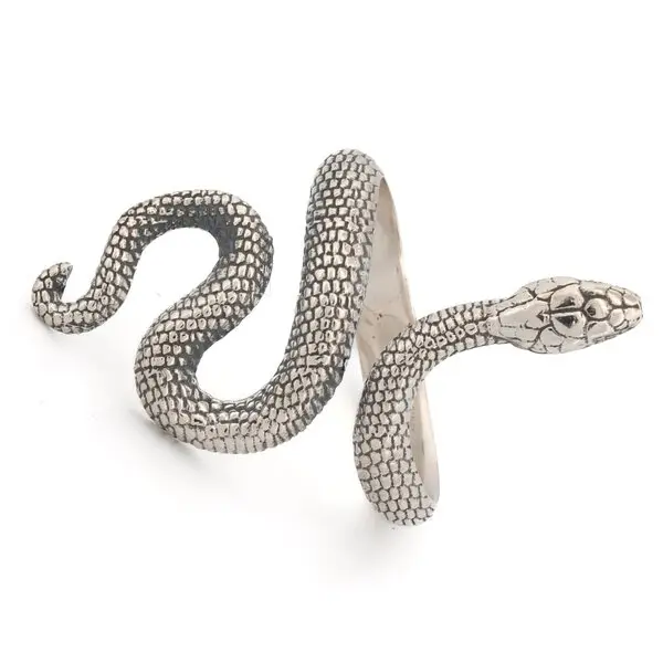 EBRU JEWELRY Cycle Of Life Snake Sterling Ring - Silver