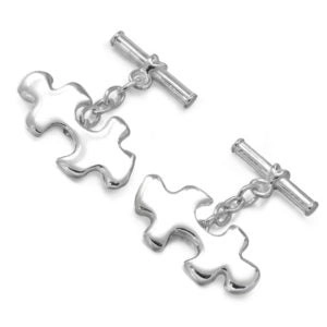 LUCY QUARTERMAINE Jigsaw Cufflinks - Silver