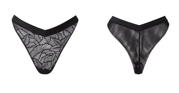 BOTT LINGERIE Soft Lace Tanga Brief La Teuf Shadow - Black