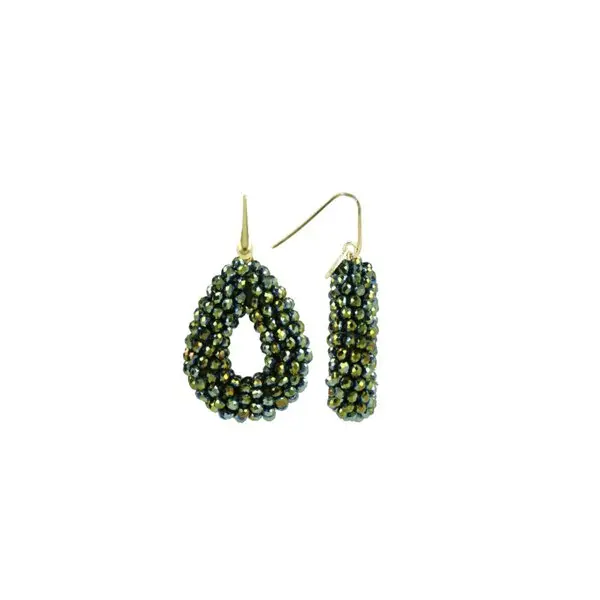 LOTT. GIOIELLI Green / Gold Metallic Green Earrings Berry Drop S - Green/gold